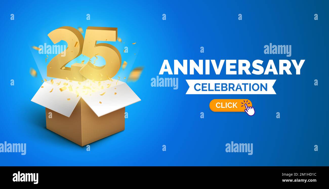 Anniversary birthday 25 years golden background. Happy vector poster ...