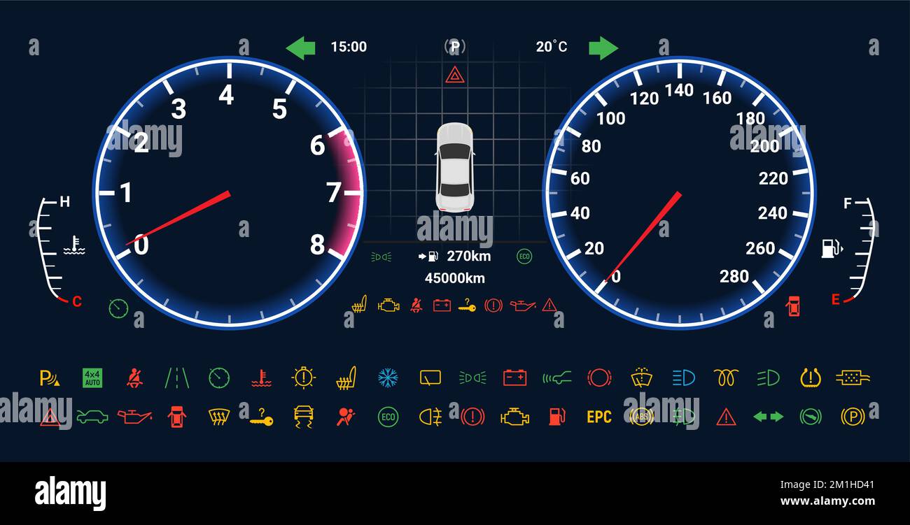 Car digital dashboard speedometer display fuel panel. Car cluster ... Car digital dashboard speedometer display fuel panel. Car cluster ...