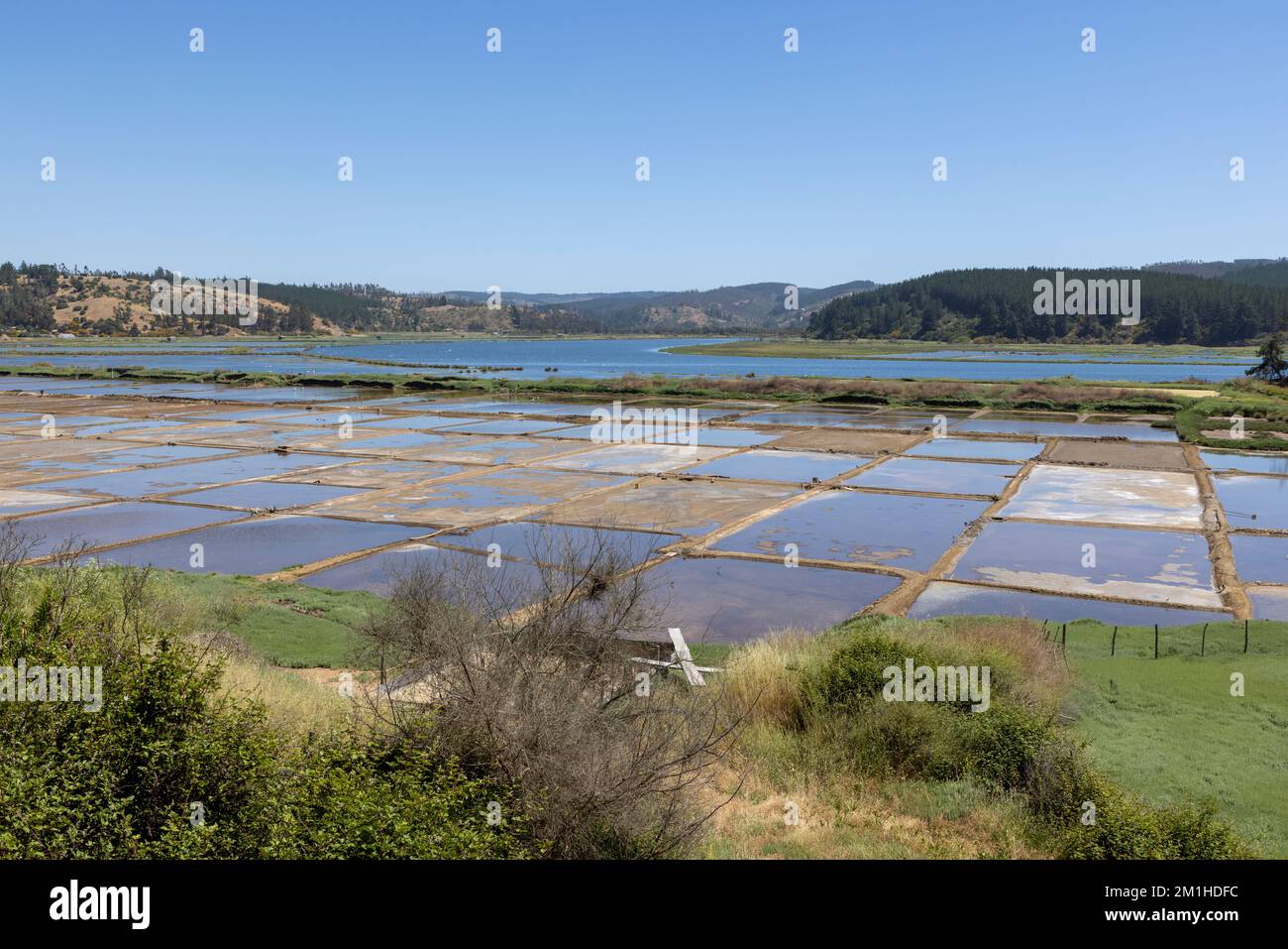 Salinas de Cáhuil and Laguna Cáhuil (Pichilemu) - Chile Stock Photo - Alamy