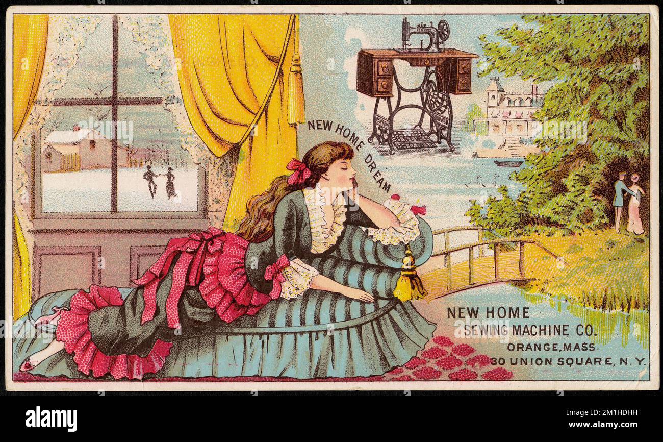 New home dream. , Women, Sewing machines, 19th Century American Trade ...