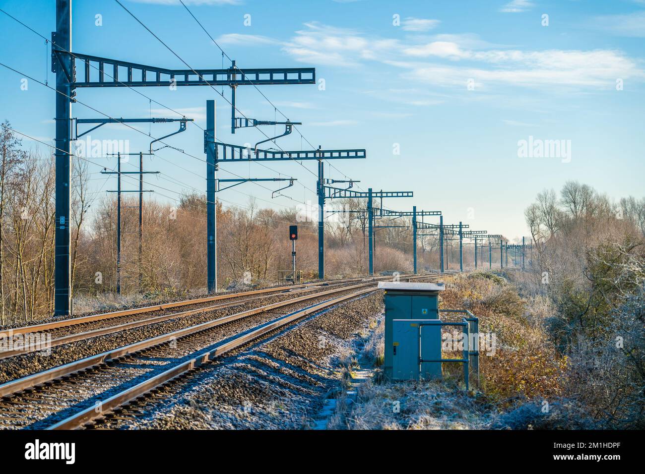 The now electrified and frozen snowy icy Great Western Railway just ...