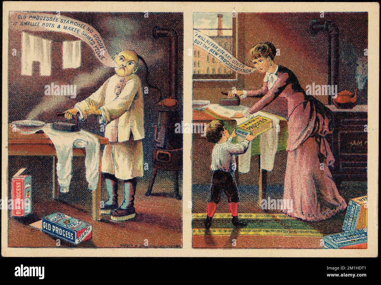 'Old Processee Starchee no goodee' 'It smellee rots & makee shirts ...