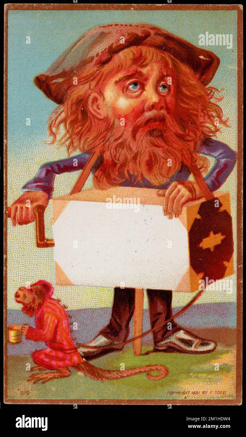 Organ grinder with a monkey playing a barrel organ. , Men, Organ ...