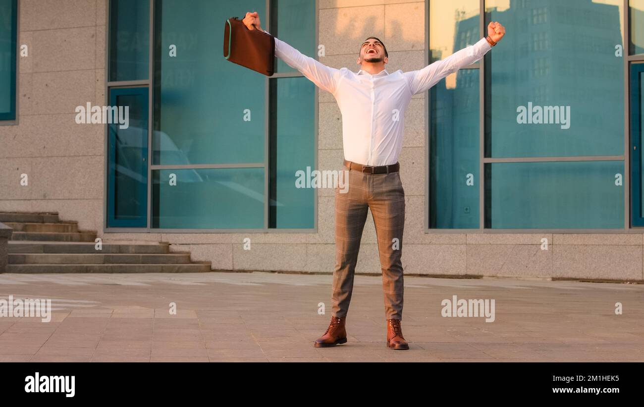 Successful lucky happy arabic business man boss entrepreneur with ...