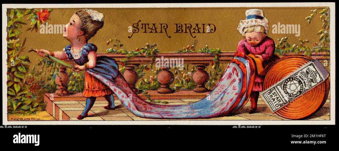 Star braid , Women, Ribbons, 19th Century American Trade Cards Stock ...