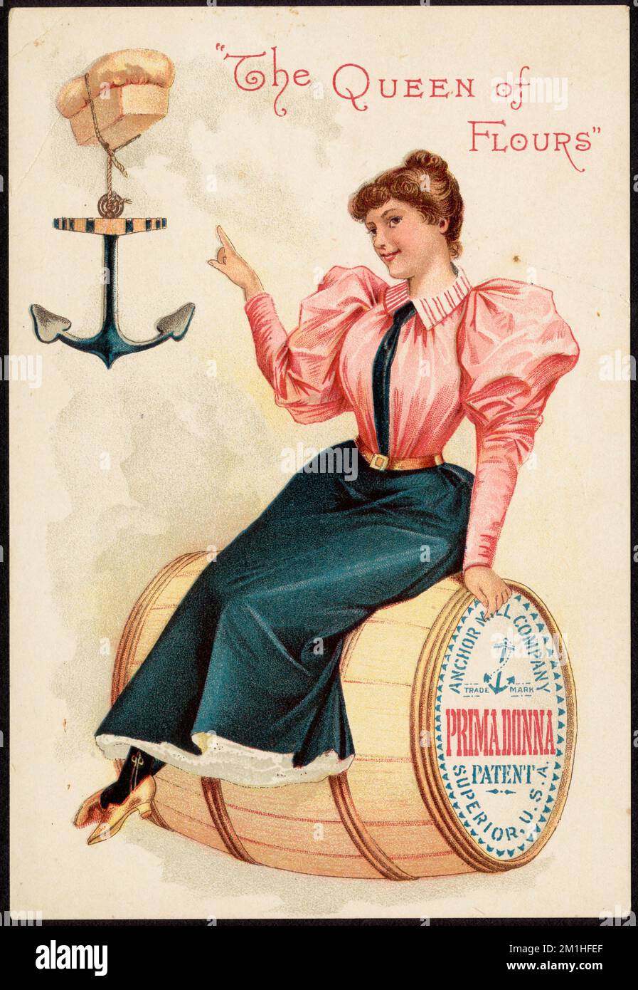 'The queen of flours' , Girls, Barrels, Bread, Cereal products, 19th ...