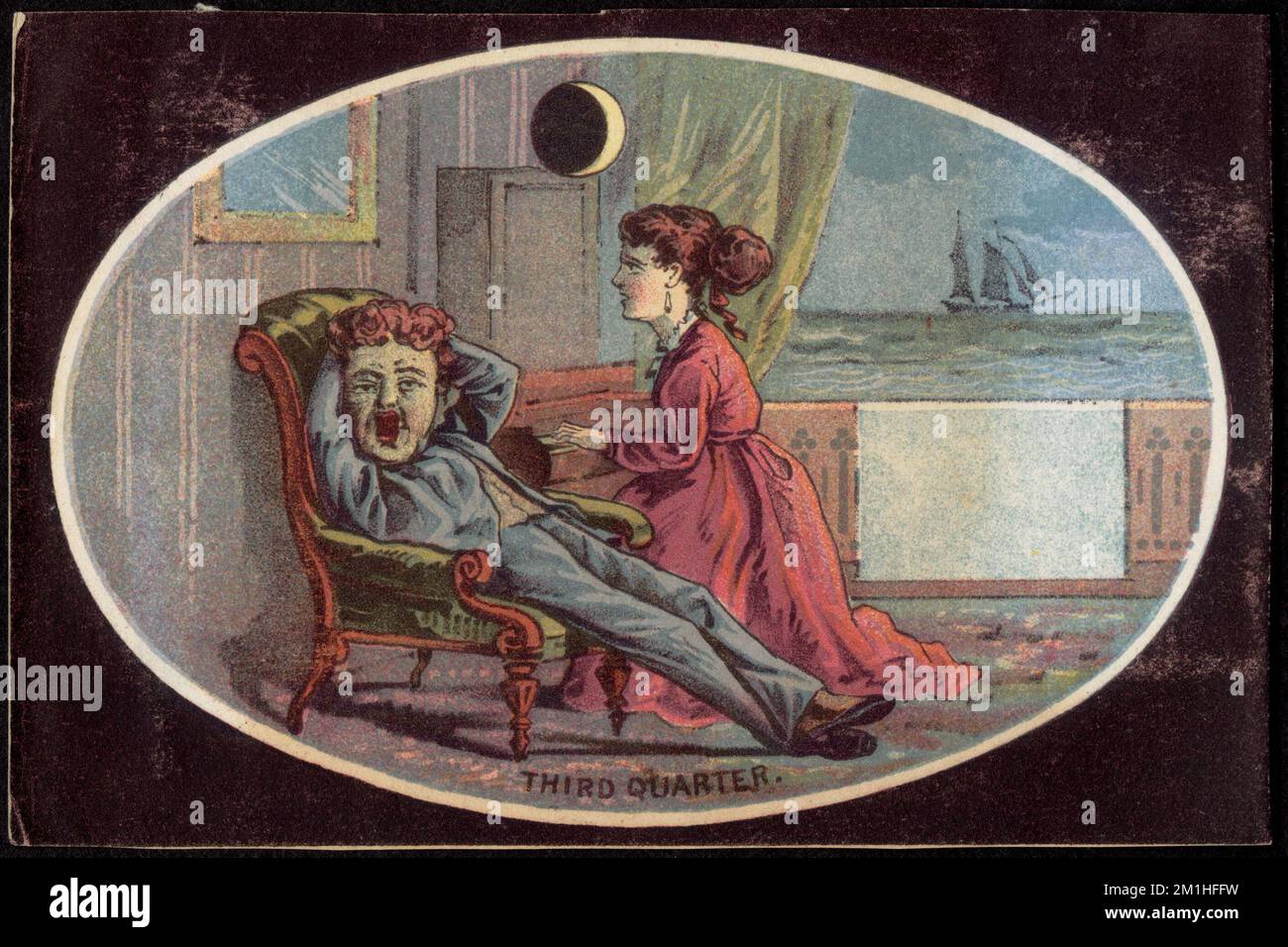 Third quarter. , Adults, Oceans, Moon, 19th Century American Trade ...