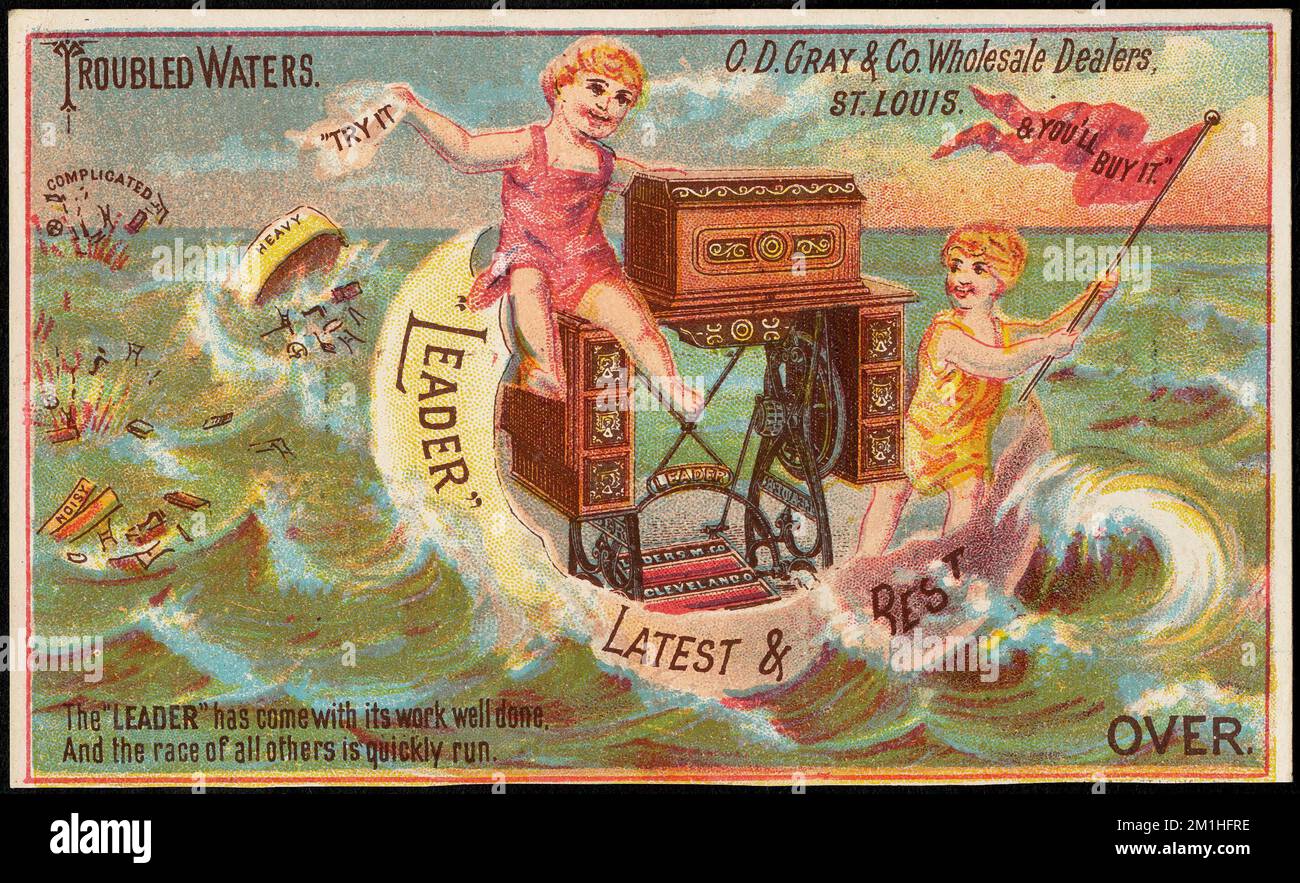 Troubled waters. 'Try it, 'Leader' latest & best. The 'Leader' has come ...