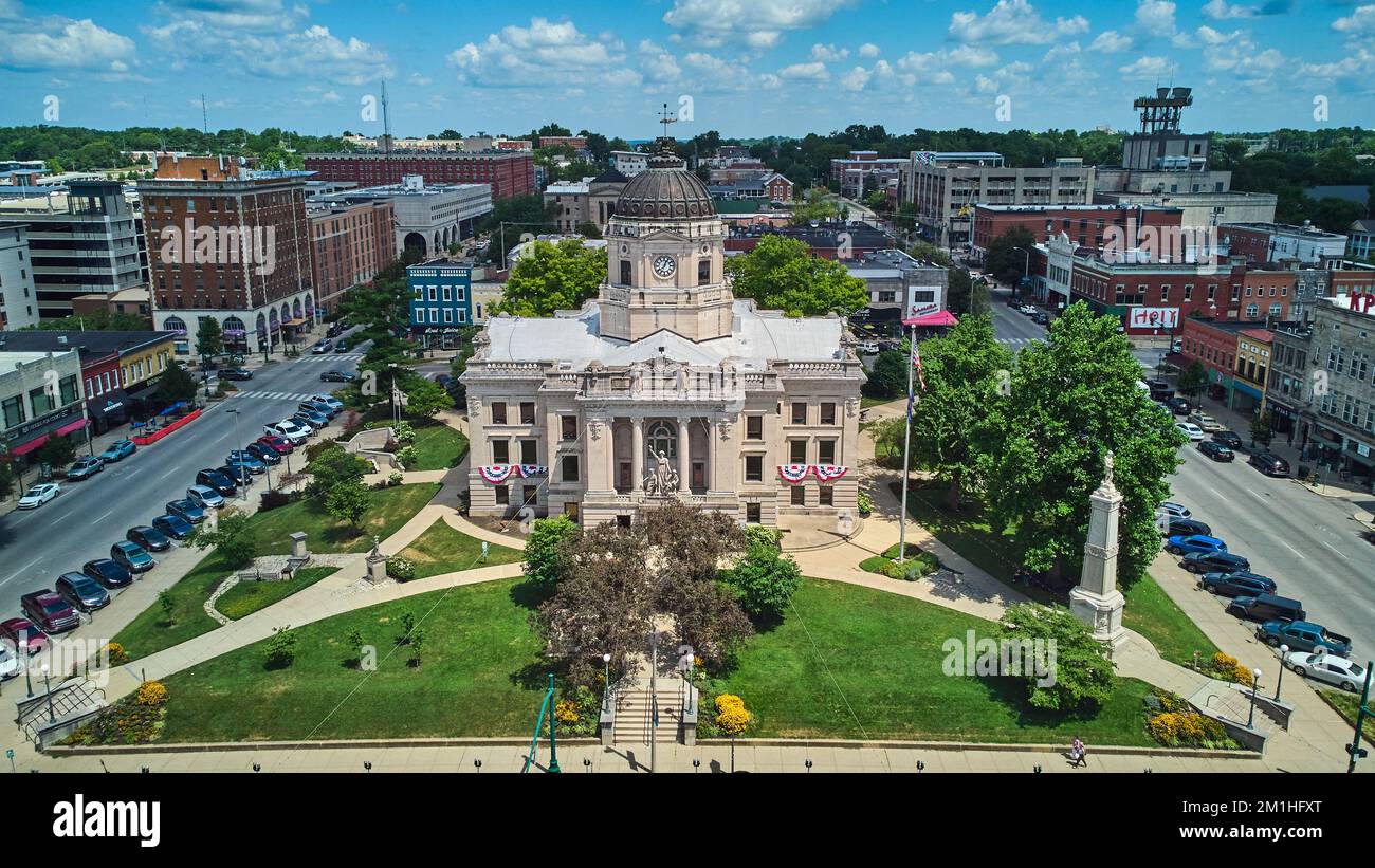 The Square and Courthouse aerial in Bloomington Indiana Stock Photo - Alamy