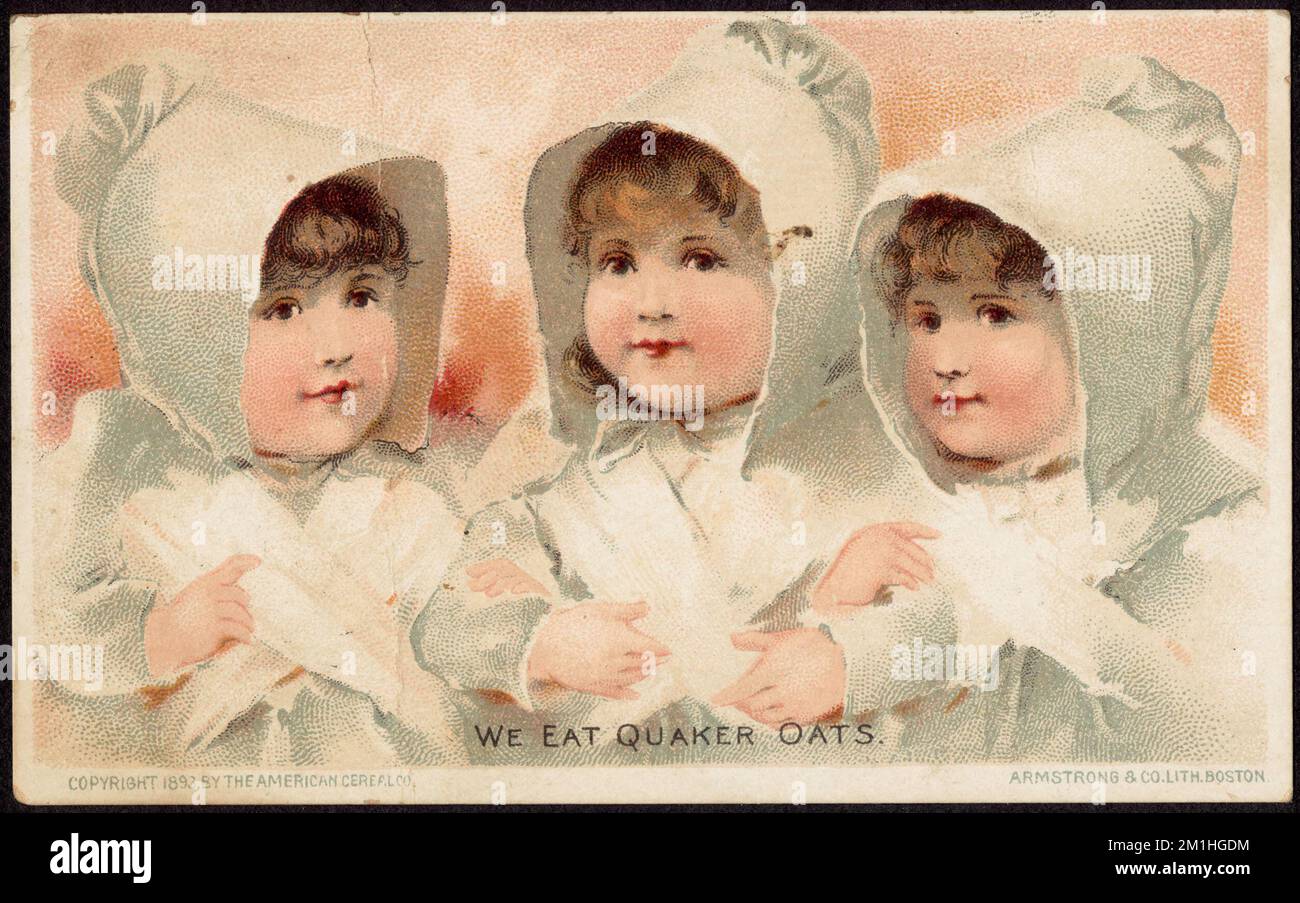 We eat Quaker Oats , Girls, Cereal products, 19th Century American ...