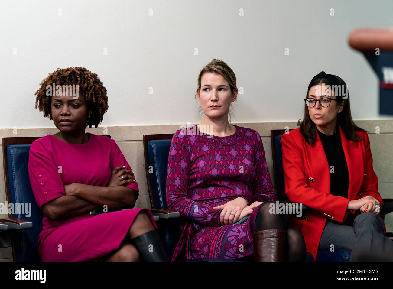 Washington, DC, USA. 12th Dec, 2022. From left: Karine Jean-Pierre, White House press secretary ...
