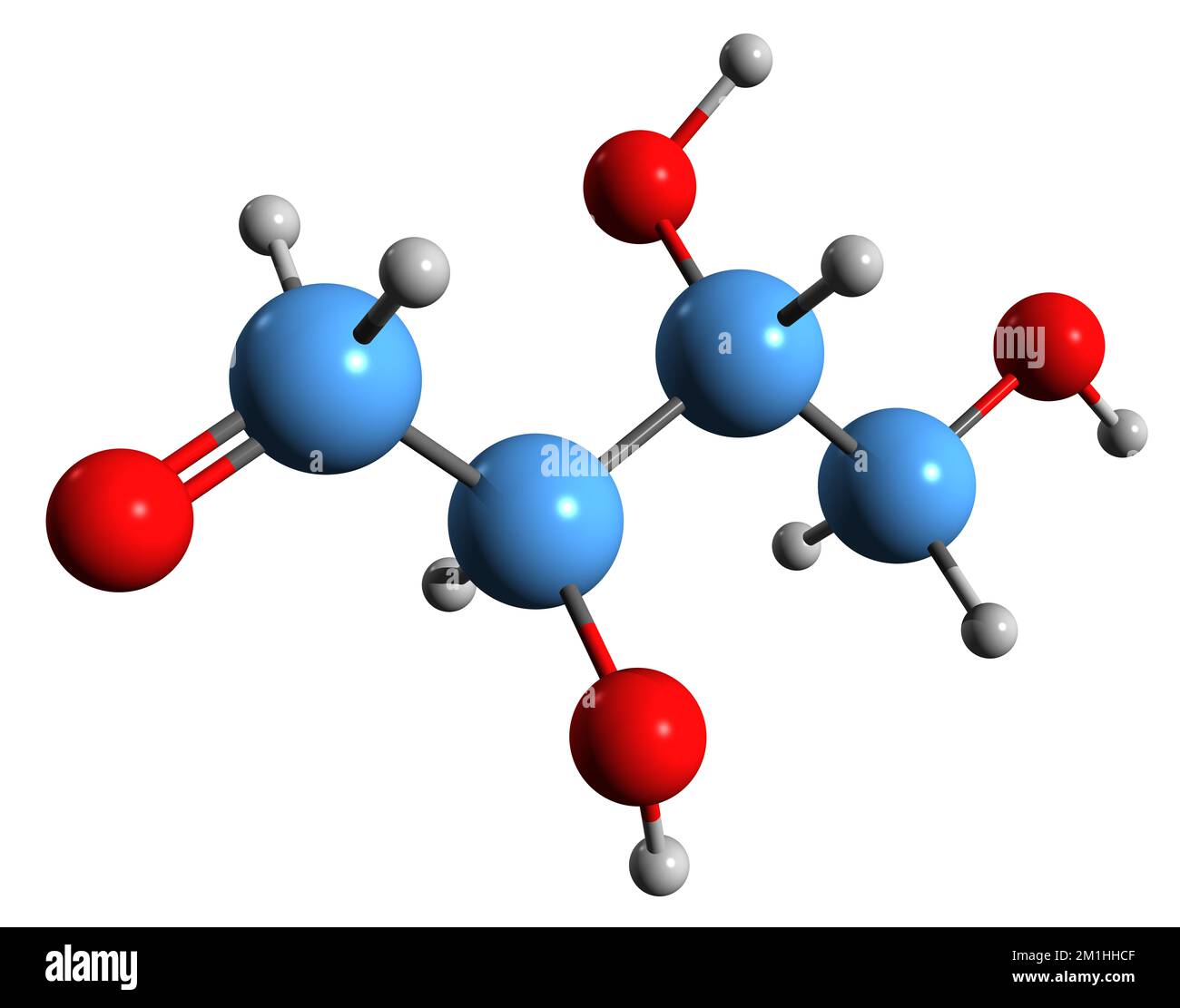 3D image of Erythrose skeletal formula - molecular chemical structure ...