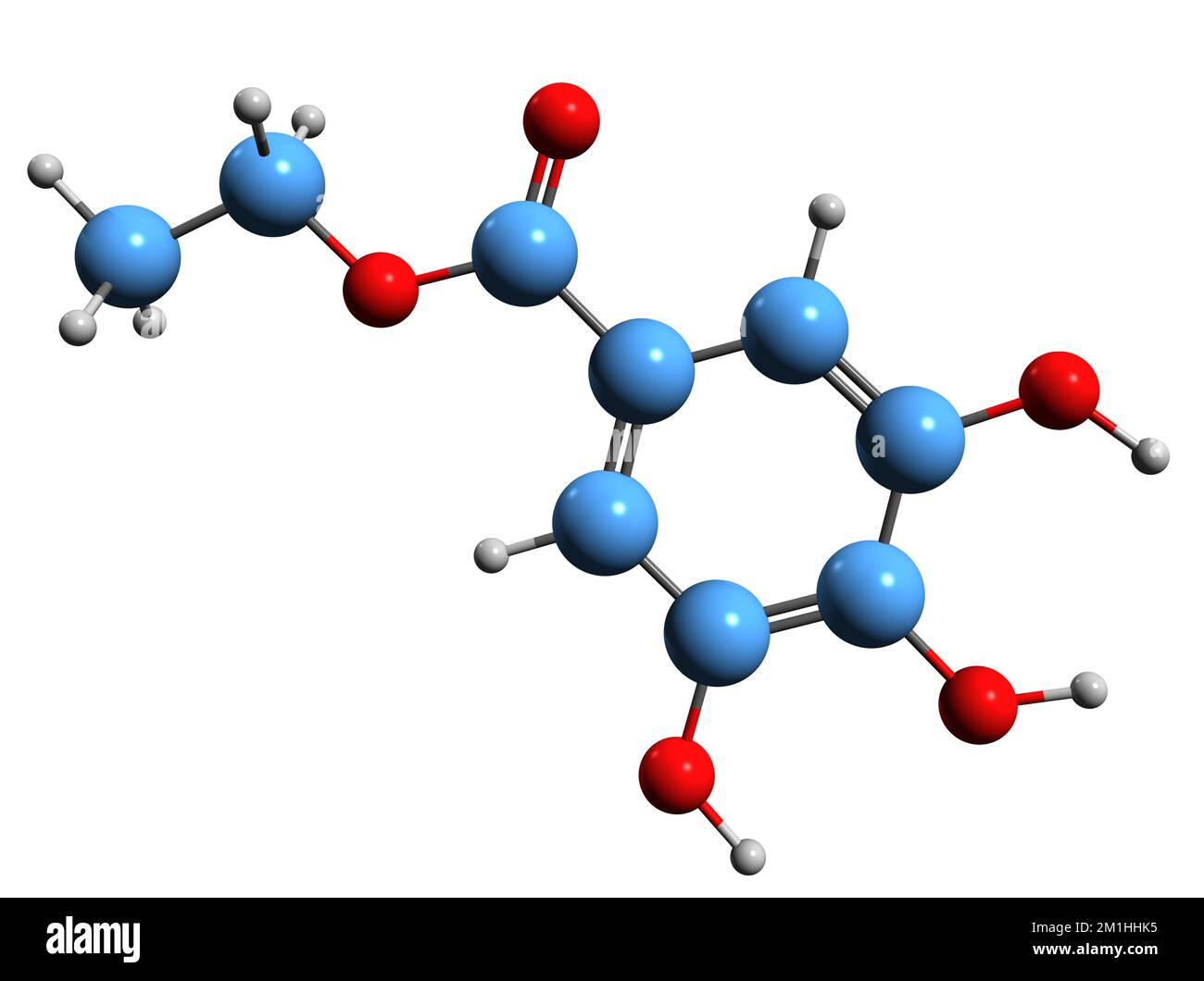 3d Image Of Ethyl Gallate Skeletal Formula Molecular Chemical