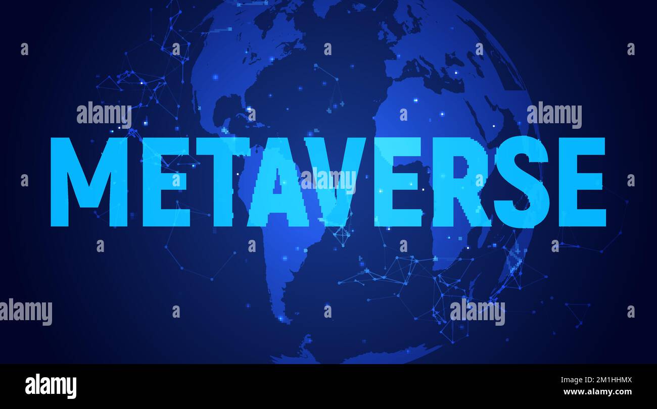 Metaverse background game 3d abstract cyber technology logo. Futuristic neon metaverse ...