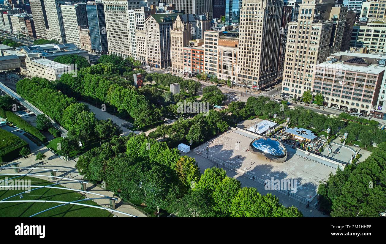 Aerial by iconic Cloud Gate The Bean in Chicago at Millennium Park by ...