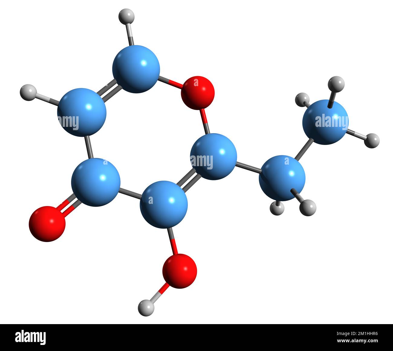3D image of Ethyl maltol skeletal formula - molecular chemical ...