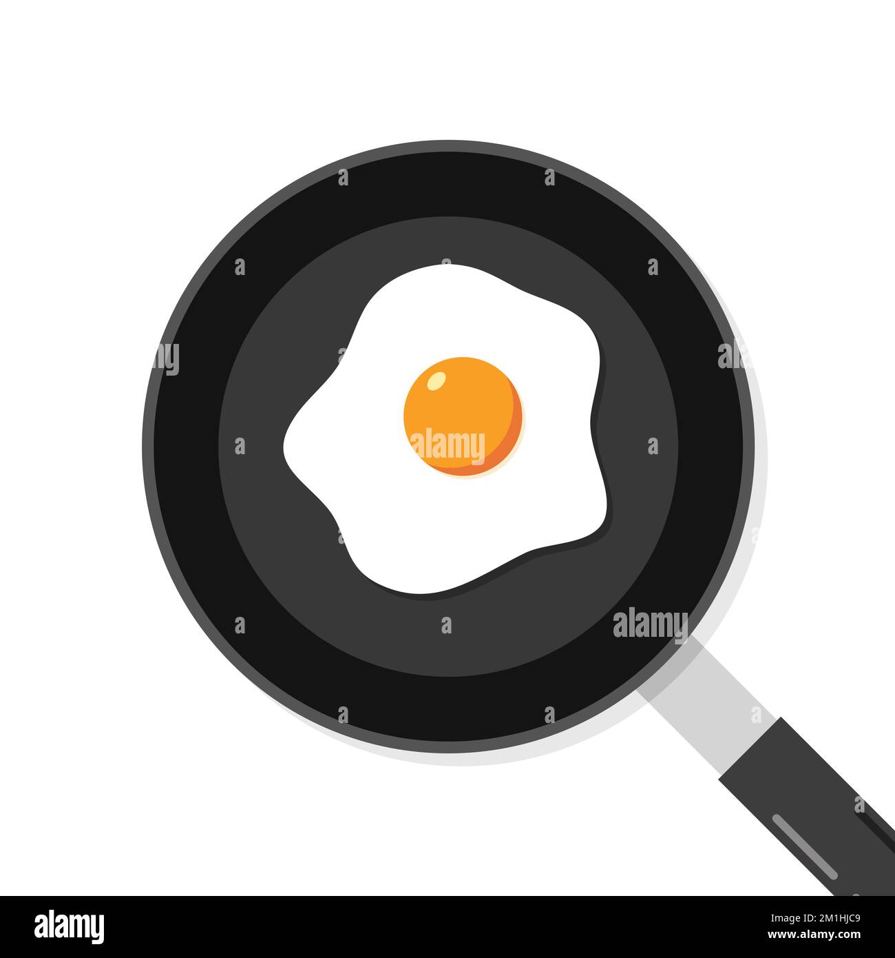 Fried egg omelette top view pan vector food illustration. Egg omelet albumen cartoon icon ...