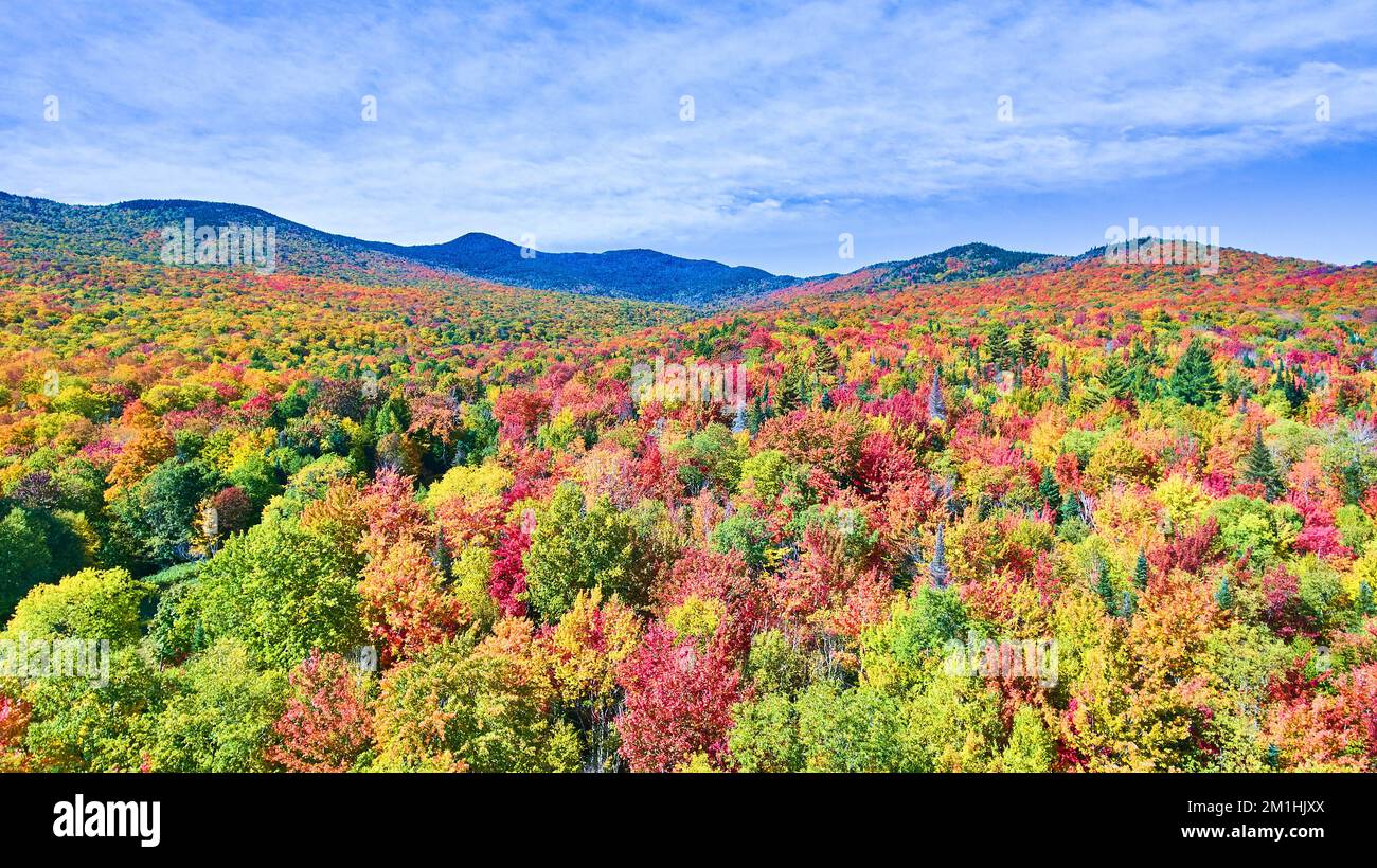 Aerial over stunning Vermont peak fall hills and mountains Stock Photo ...