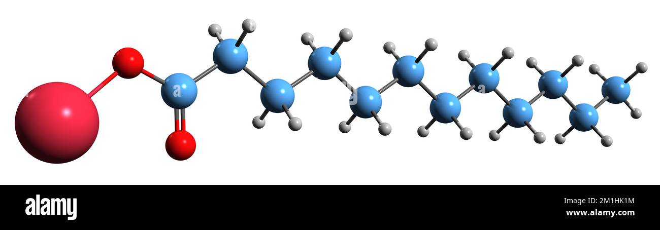 3D image of Sodium laurate skeletal formula - molecular chemical ...