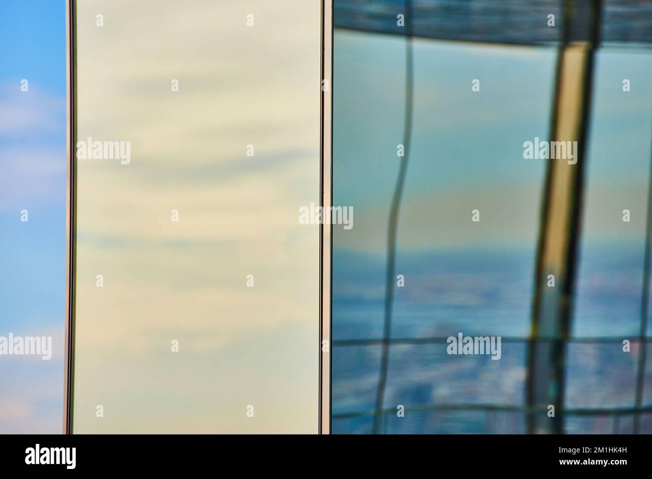 Abstract warm reflective glass walls with straight edges smooth Stock ...