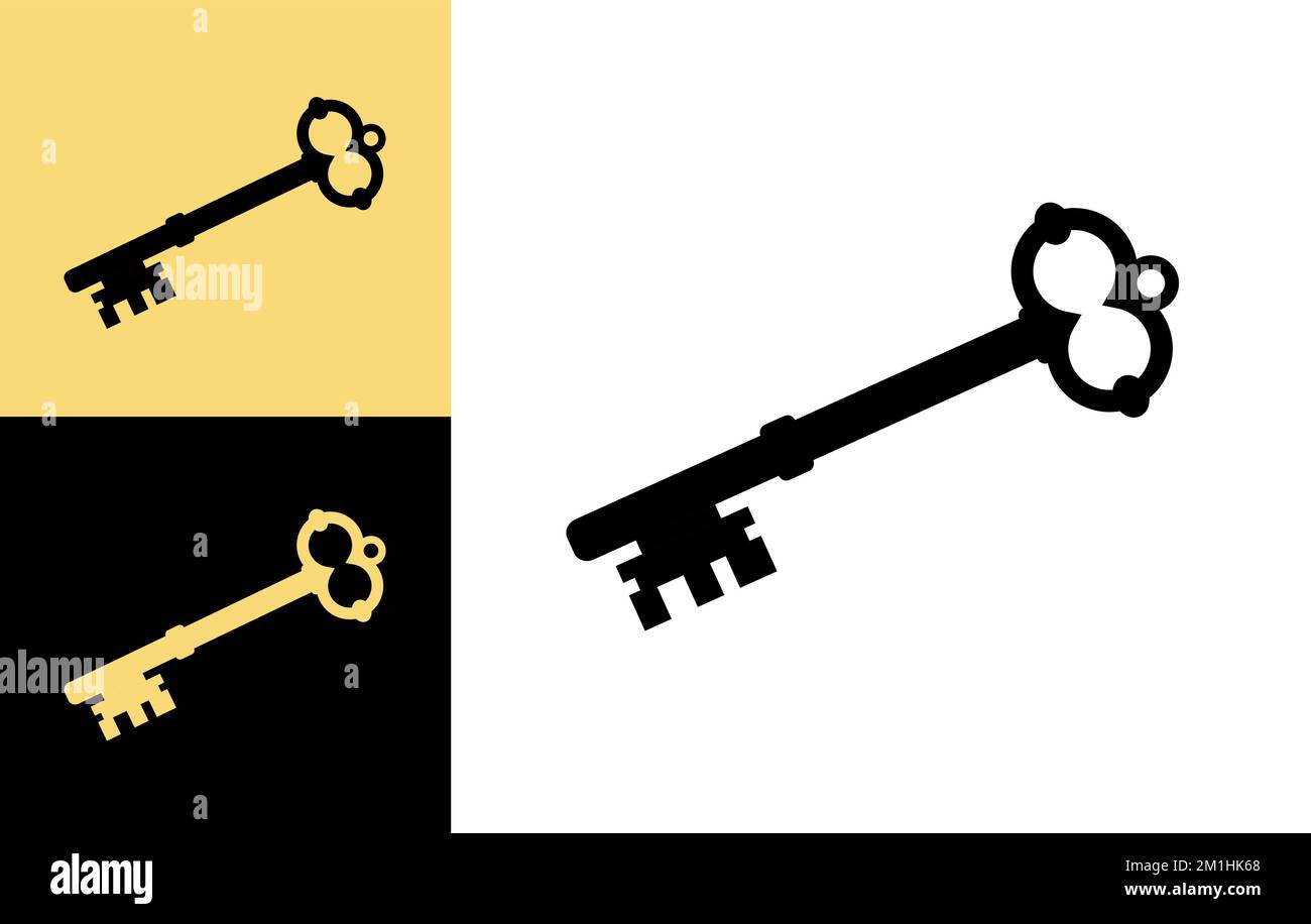 Old key vector house icon logo. Old key silhouette antique lock ...