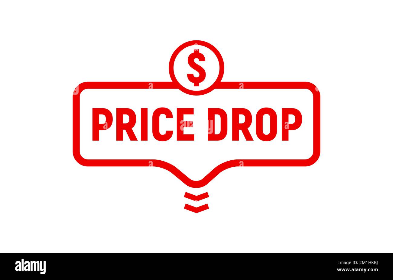 Price drop icon, lower cost reduction. Loss market sale concept ...