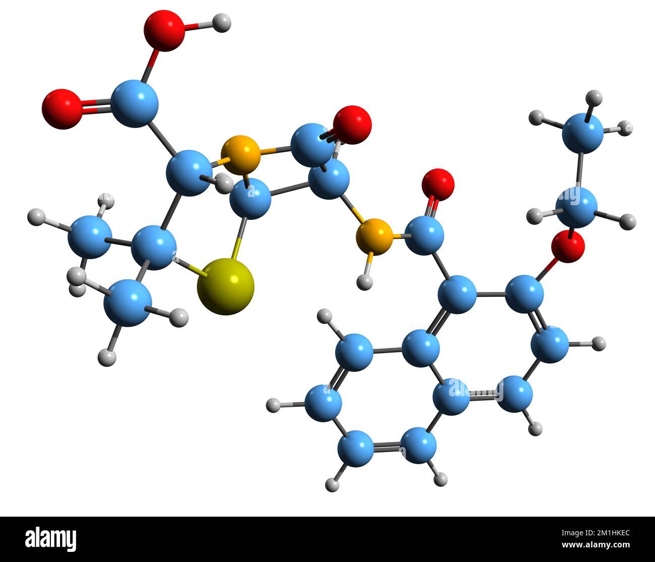 3D image of Nafcillin skeletal formula - molecular chemical structure ...