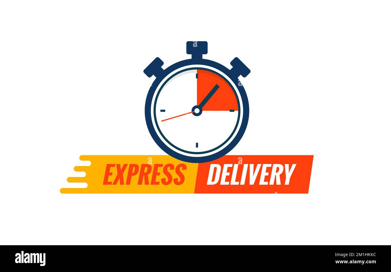 Express delivery service logo. Fast time delivery order with stopwatch ...