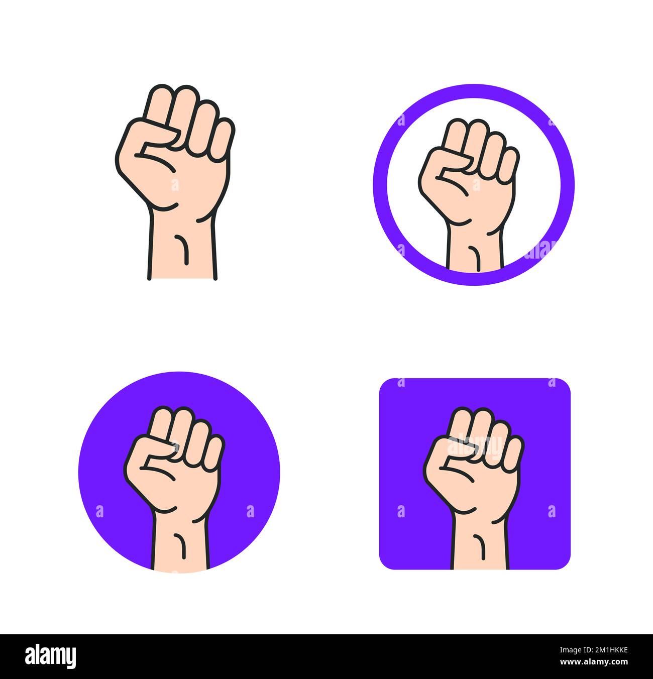 Fist hand power logo. Protest strong fist raised fight icon, rebel ...