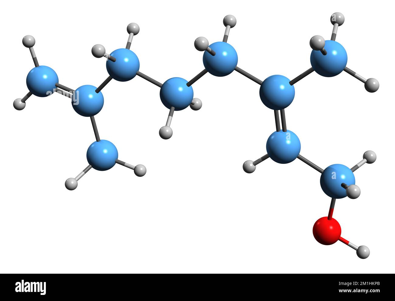 3D image of Nerol skeletal formula - molecular chemical structure of monoterpenoid alcohol ...