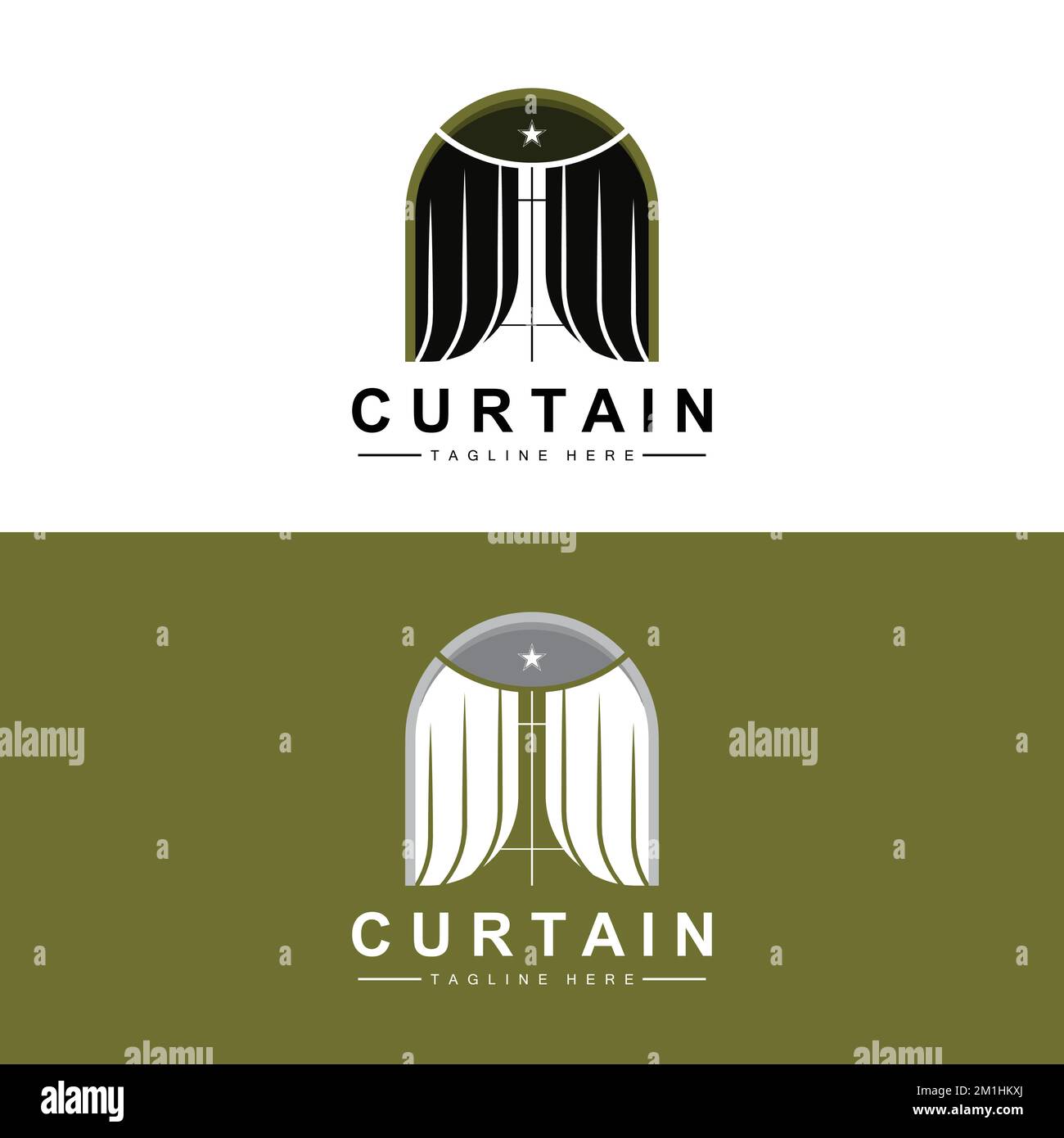 Home And Exhibition Curtain Logo Design, Building Decoration Vector ...
