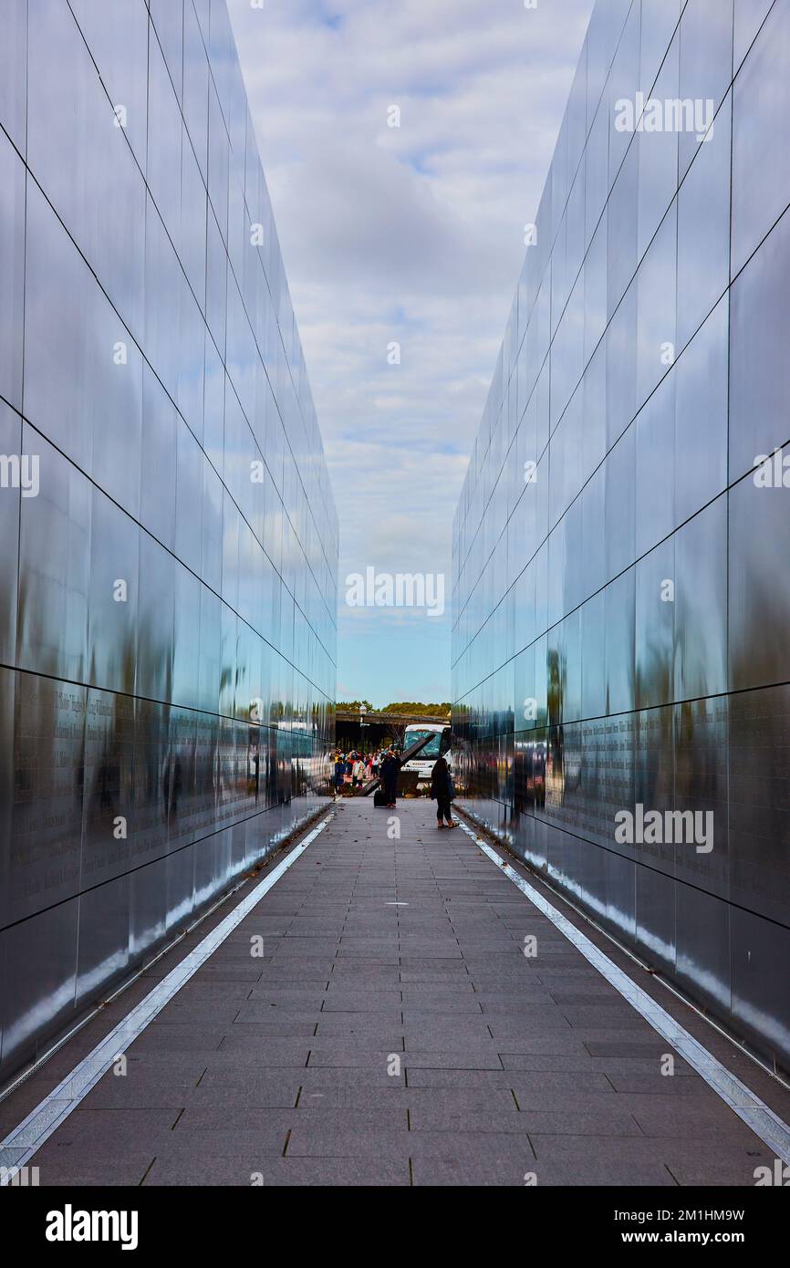 Ground Zero 9 11 memorial in New Jersey looking at city Stock Photo - Alamy