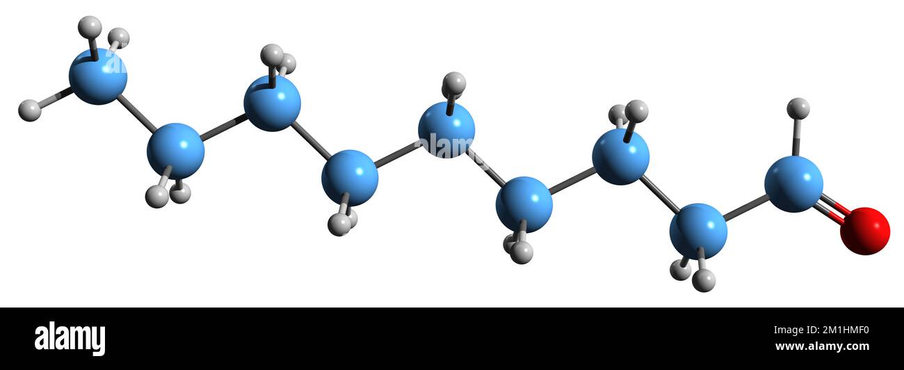 3D image of Nonanal skeletal formula - molecular chemical structure of ...