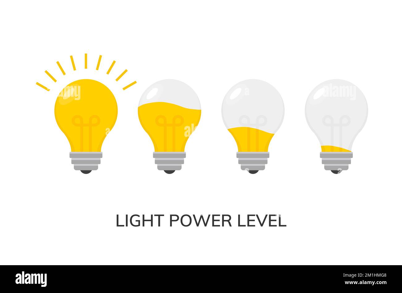 Vector light bulb power level icon isolated. Light lamp symbol electric concept Stock Vector ...
