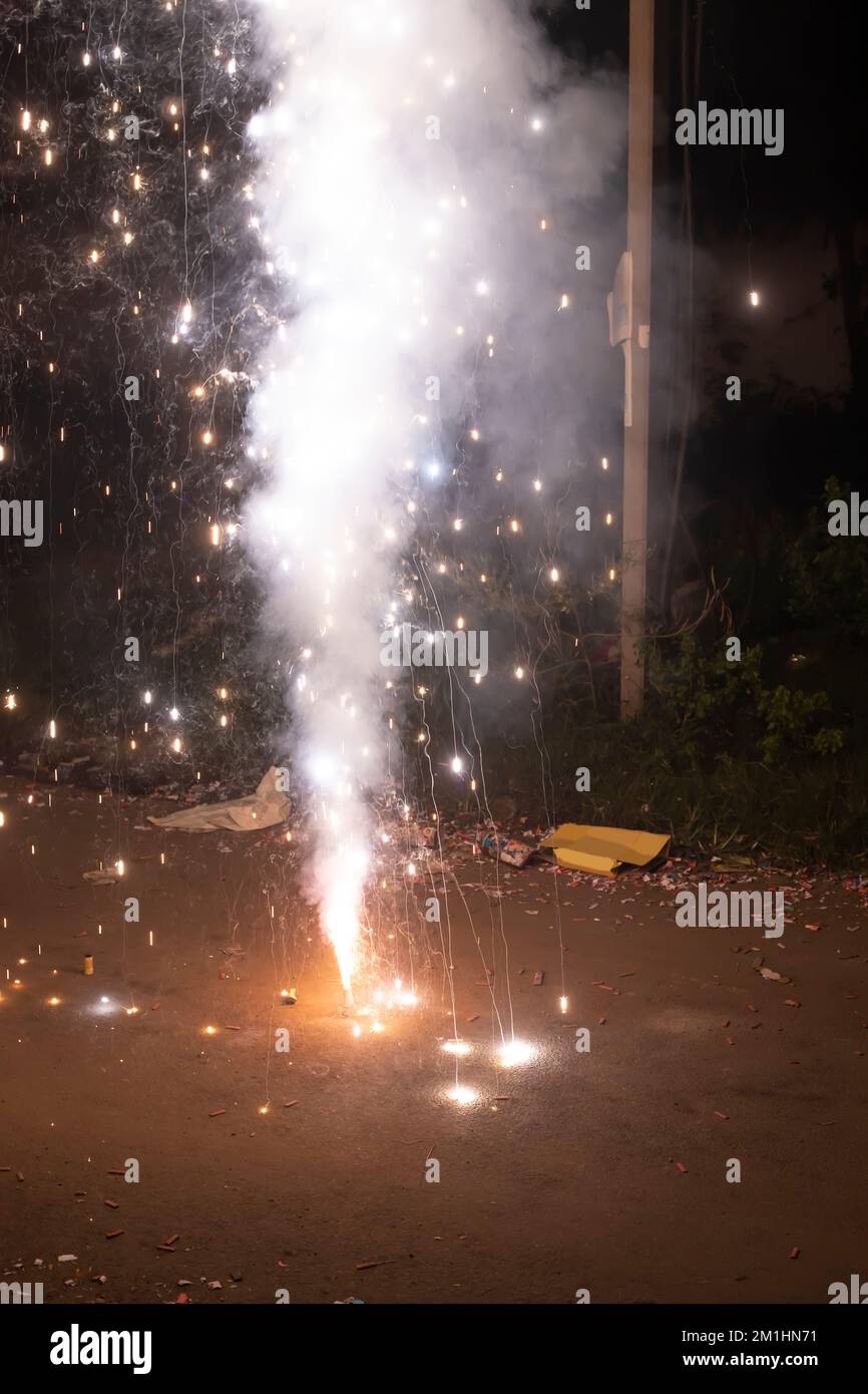 Happy Diwali. Bomb blast during Diwali festival night celebration Stock ...