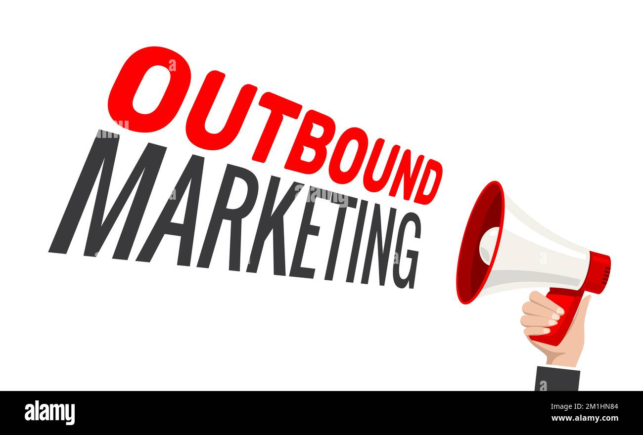 Outbound marketing vector advertising concept. Megaphone marketing ...