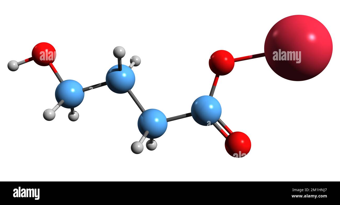 3D image of Sodium oxybate skeletal formula - molecular chemical structure of narcolepsy ...