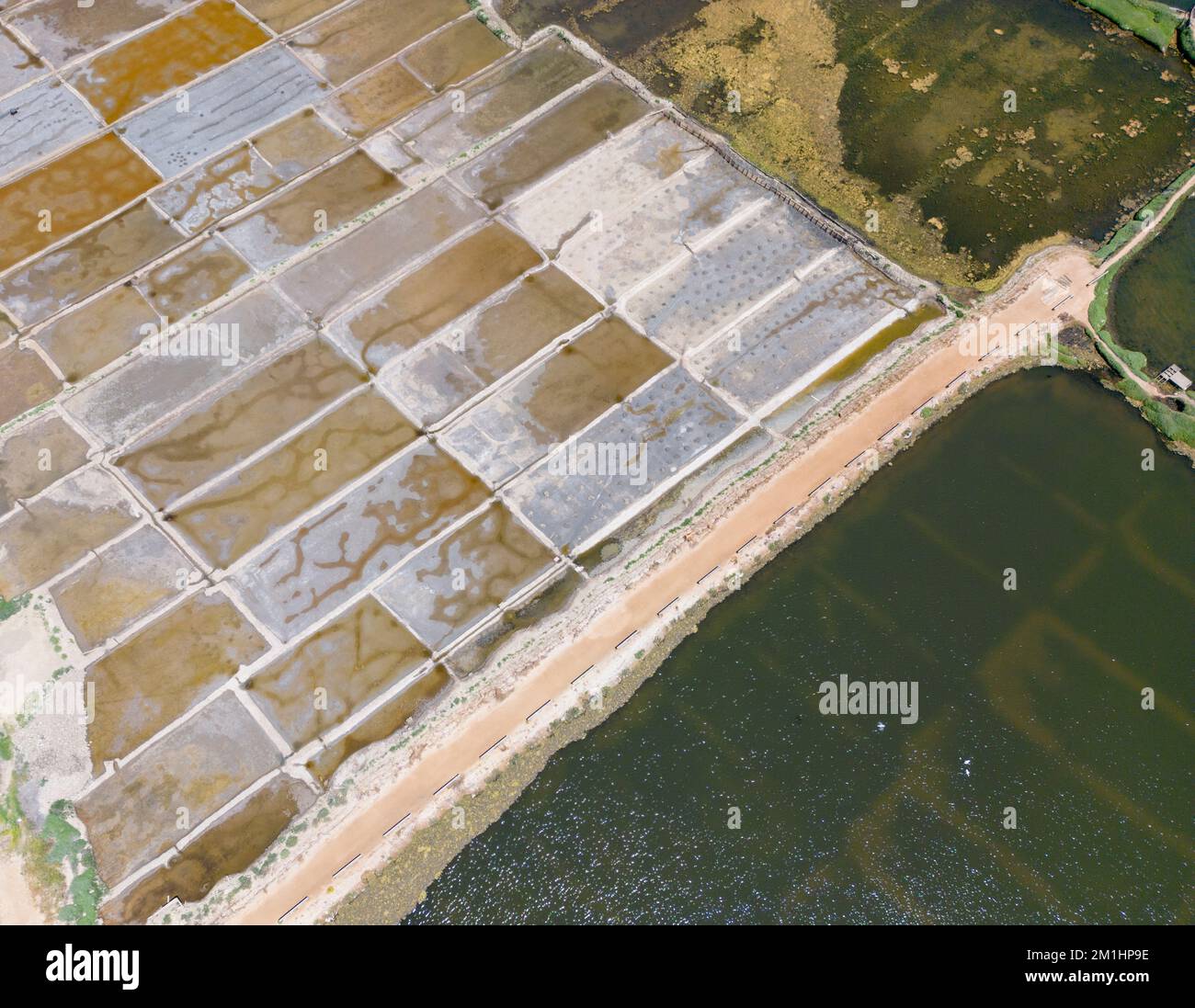 Aerial shot of Salinas de Cáhuil and Laguna Cáhuil (Pichilemu) - Chile ...
