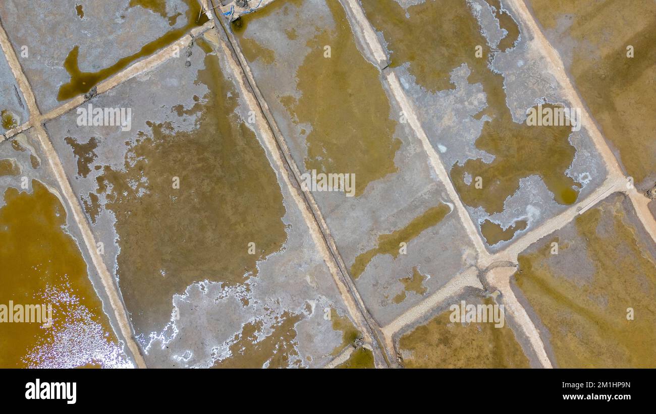 Aerial shot of Salinas de Cáhuil and Laguna Cáhuil (Pichilemu) - Chile ...