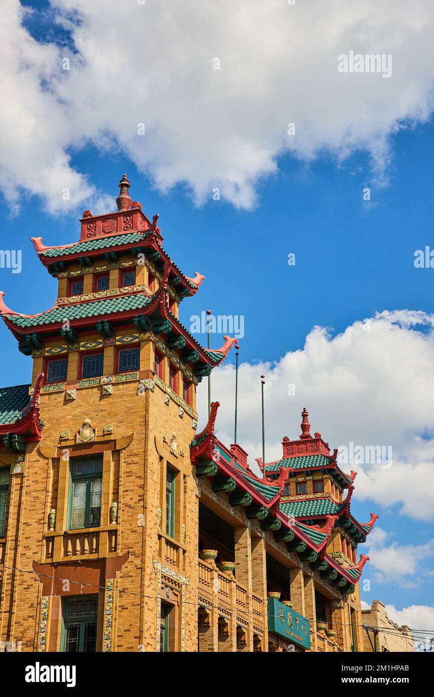 Chinatown tops of Asian style architecture exterior buildings in ...