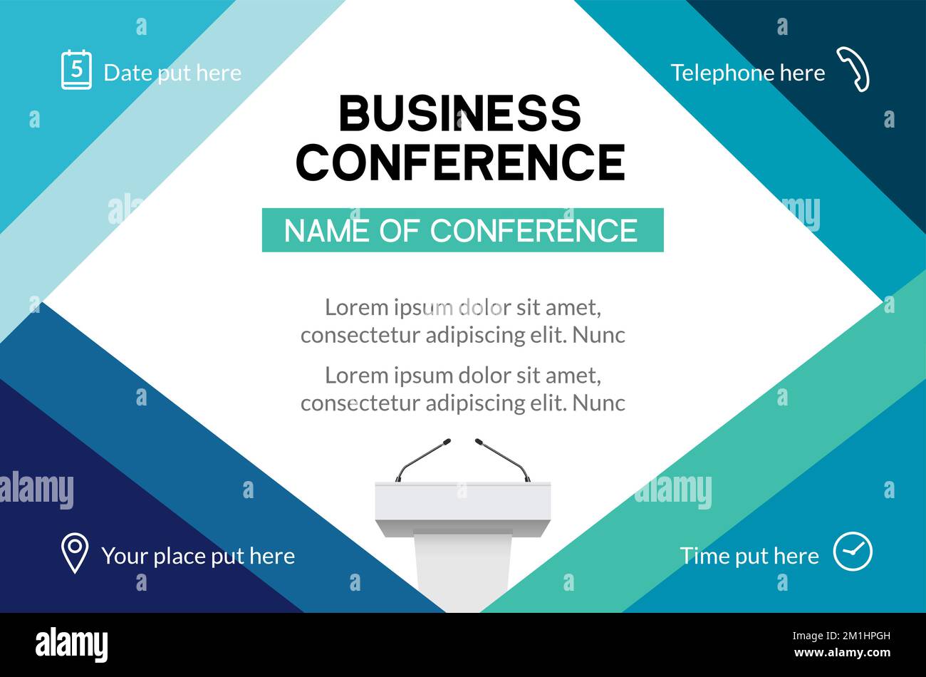 Business conference simple template invitation. Geometric magazine ...