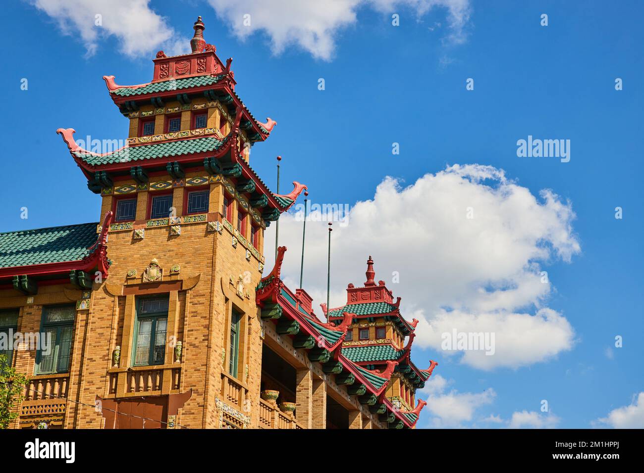 Chicago Chinatown architecture exterior of Asian style buildings Stock ...