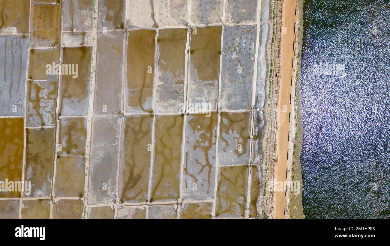 Aerial shot of Salinas de Cáhuil and Laguna Cáhuil (Pichilemu) - Chile ...