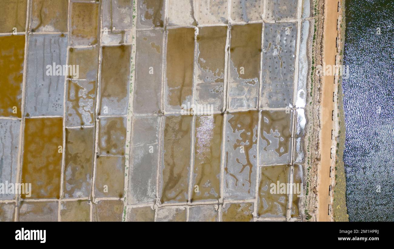 Aerial shot of Salinas de Cáhuil and Laguna Cáhuil (Pichilemu) - Chile ...