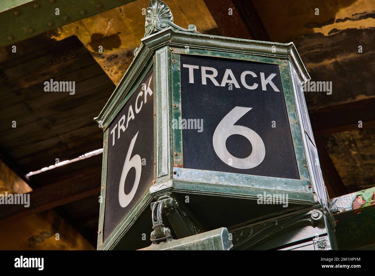 Old train track signage number six route 66 Stock Photo - Alamy