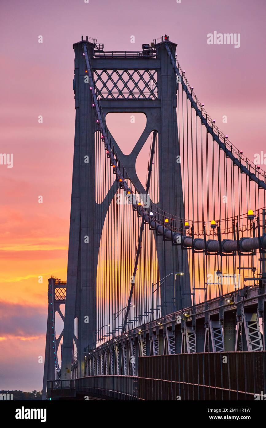 American bridge detail during sunrise with golden light Stock Photo - Alamy