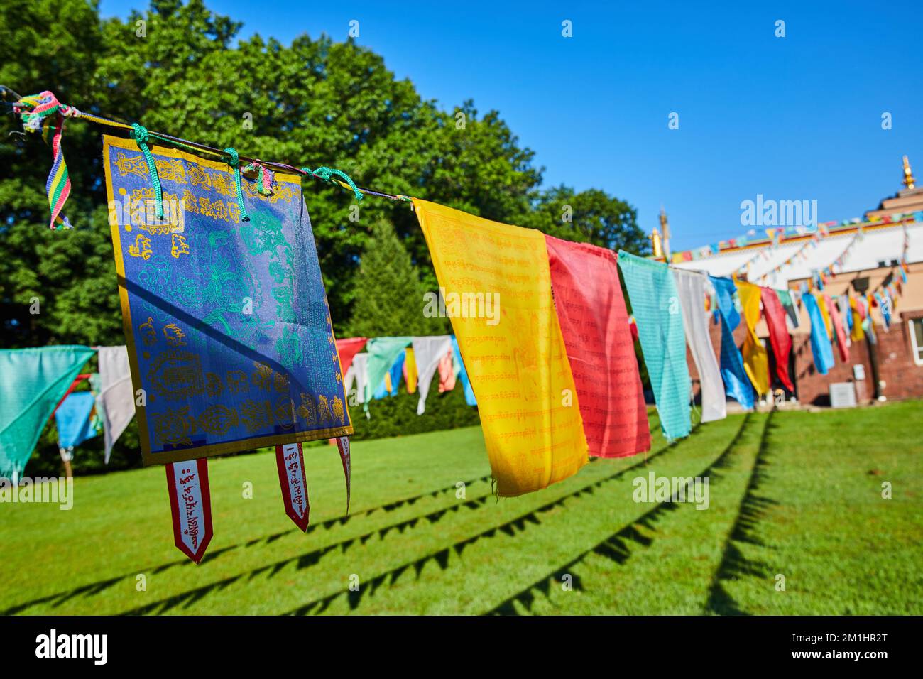 Rows of prayer flags on ropes at Tibetan Mongolian Buddhist Cultural ...