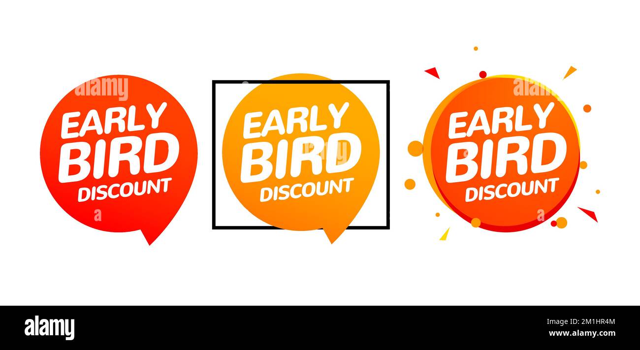 Early bird discount vector special offer sale icon set. Early bird icon ...
