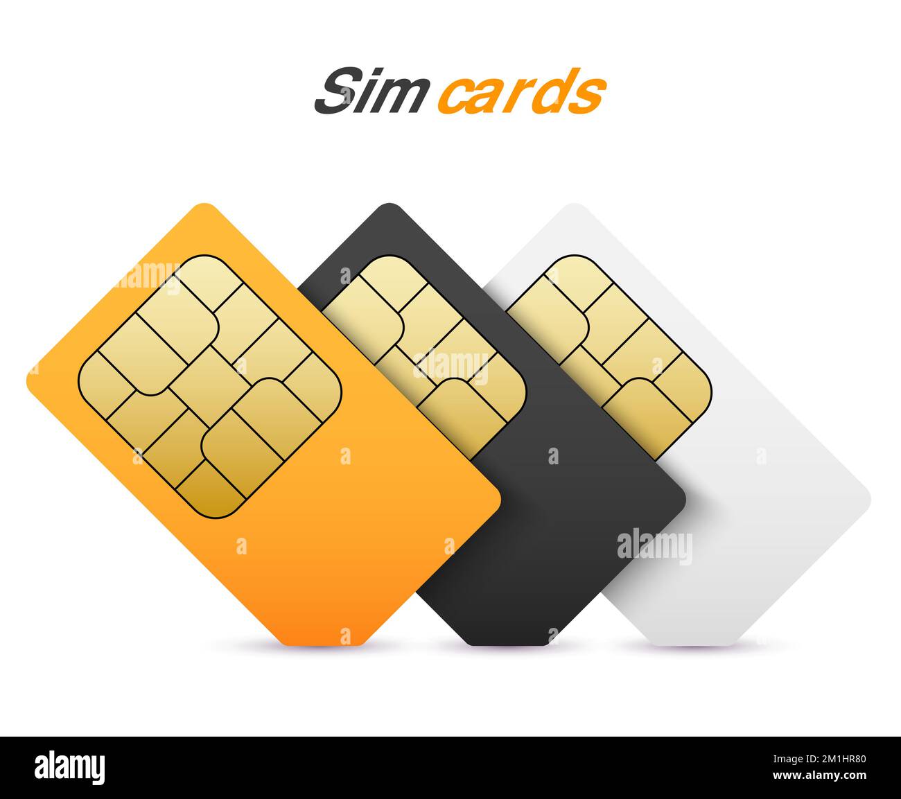 Sim card vector mobile phone icon chip. Simcard set isolated 3d design ...