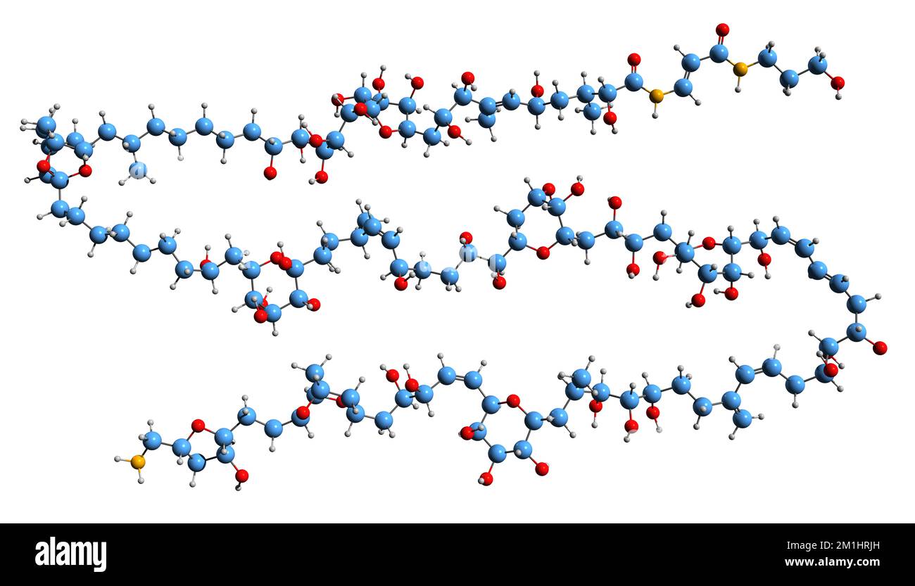 3D image of Palytoxin skeletal formula - molecular chemical structure of toxin vasoconstrictor ...